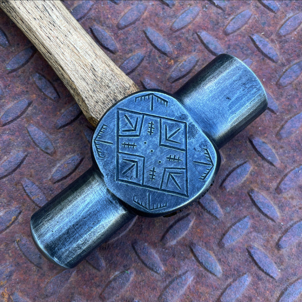 3 pound decorated rounding hammer – Cergol Tool & Forgeworks
